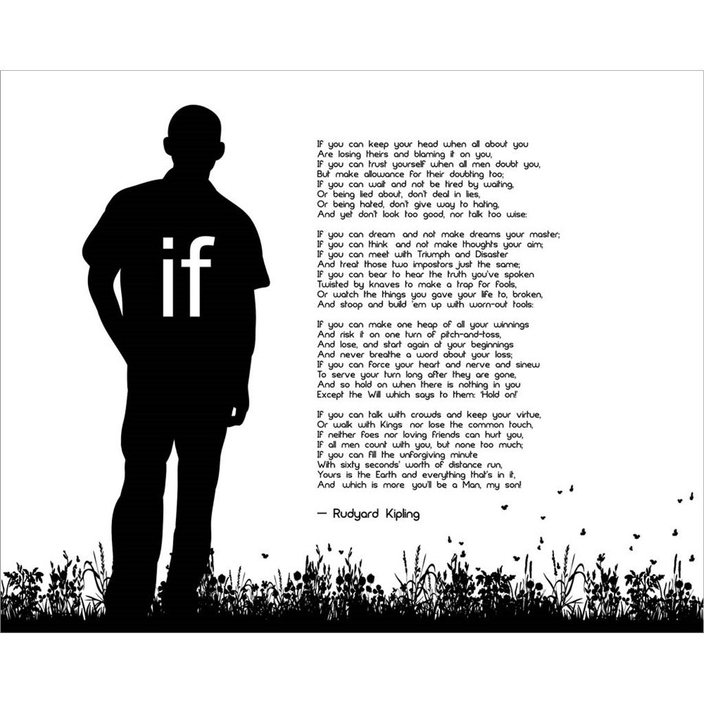 Trinx If By Rudyard Kipling - Man Silhouette White by Quote Master ...