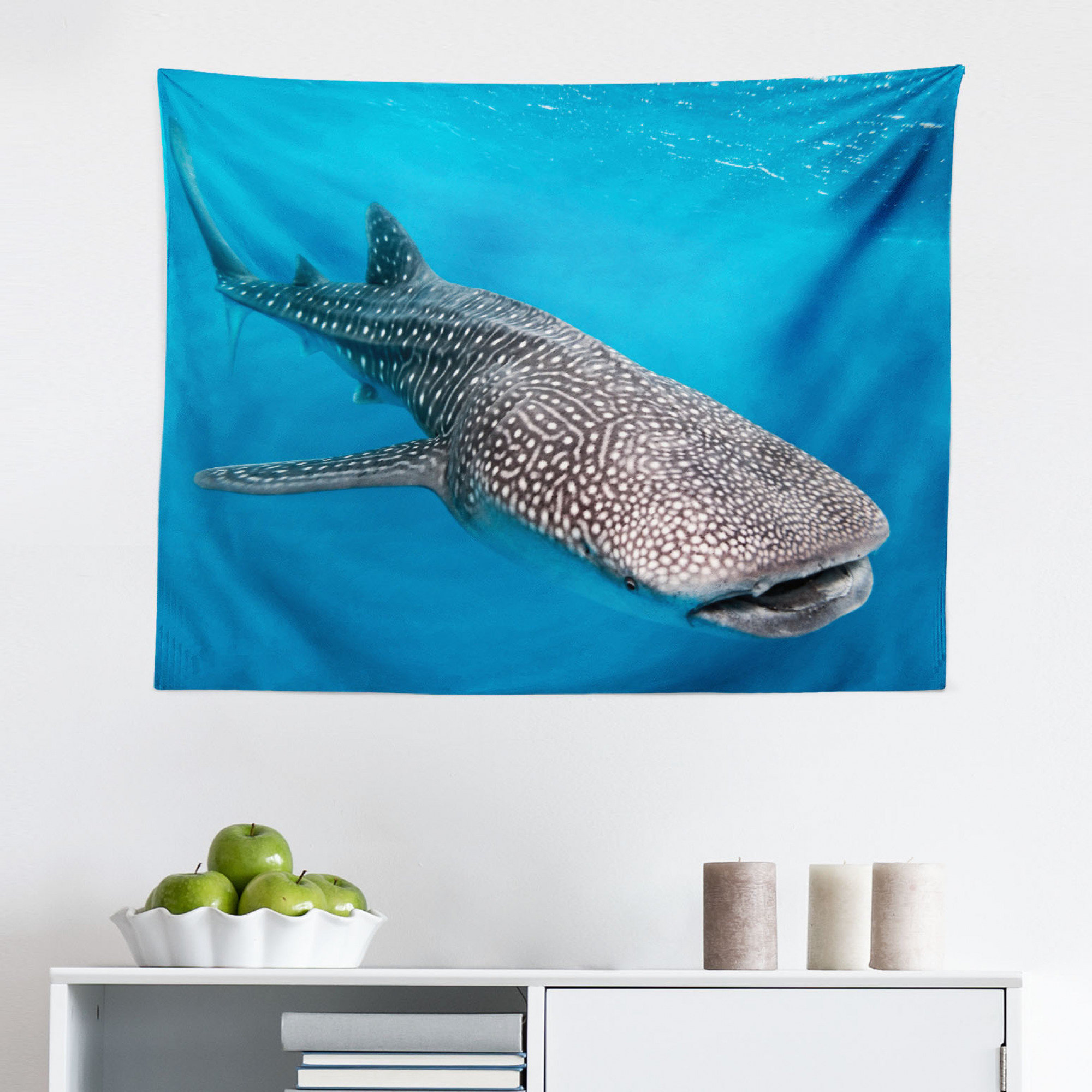 East Urban Home Sea Animals Tapestry, Whale Shark Swimming Predators ...