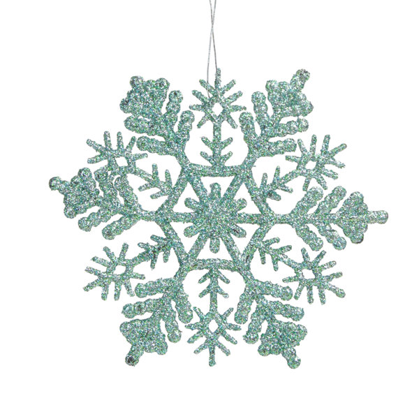 Northlight Turquoise Blue Glitter Snowflake Christmas Ornaments 4 ...