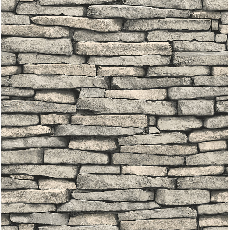 Millwood Pines Khoury Ledge Slate 33' x 20.5" Stone Wallpaper Roll ...