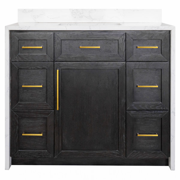 Lark Manor Akalya 42'' Waterfall Bathroom Vanity with Engineered Stone ...