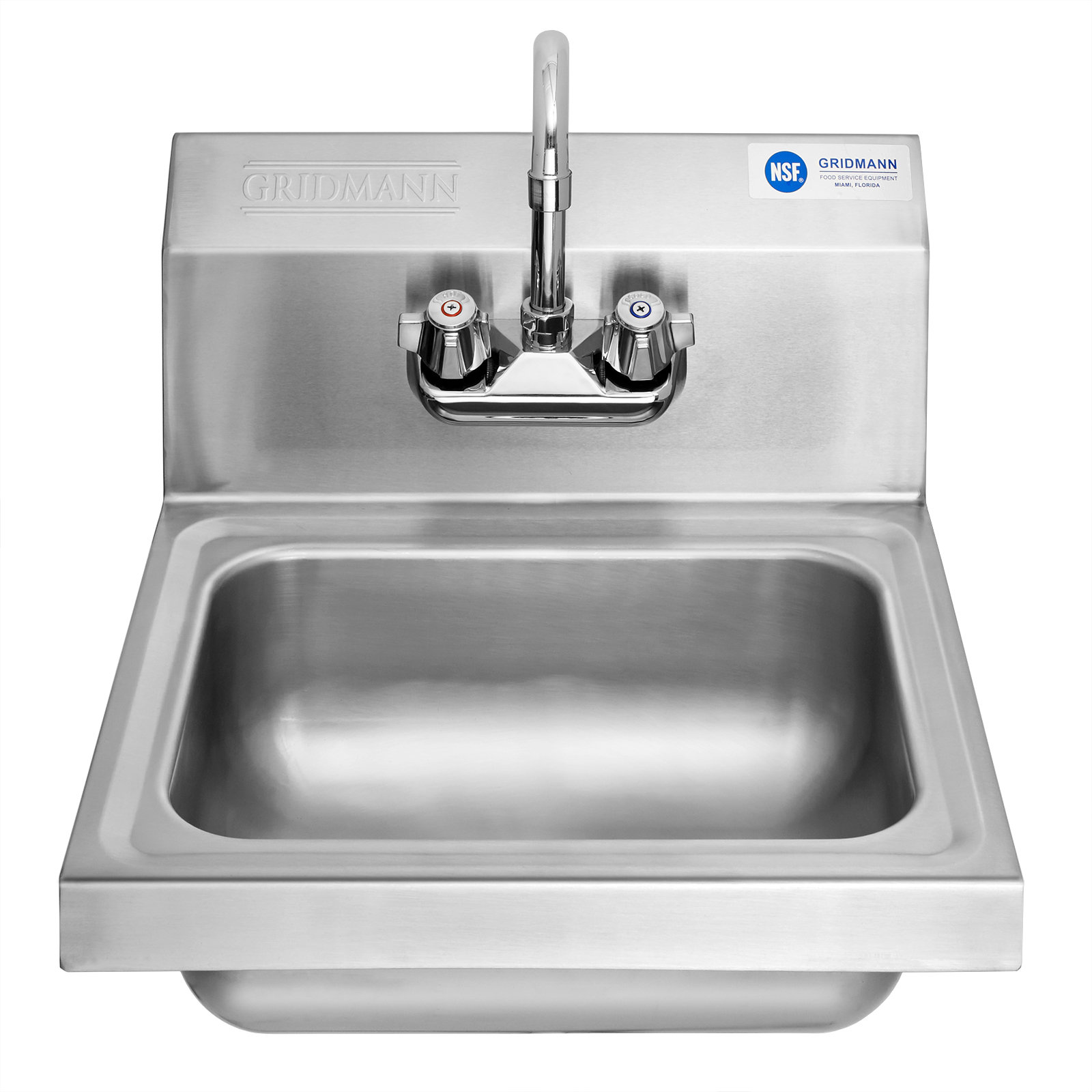 GRIDMANN NSF Stainless Steel Hand Washing Sink Wall Mount W/ Faucet By ...