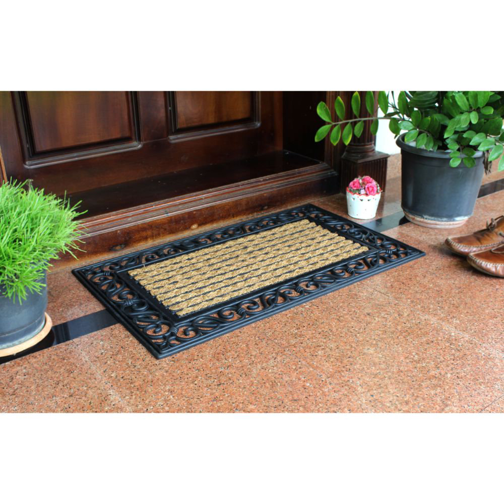 Charlton Home® Luebbert Irongate Rubber Coir 30 in. x 18 in. Non-Slip ...