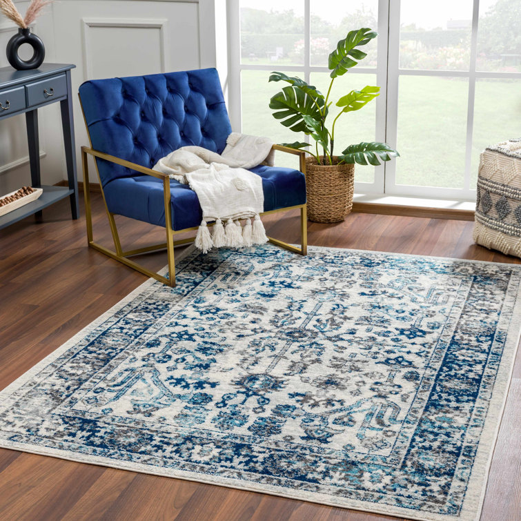 Ophelia & Co. Hyde Power Loom Performance Blue Rug & Reviews | Wayfair