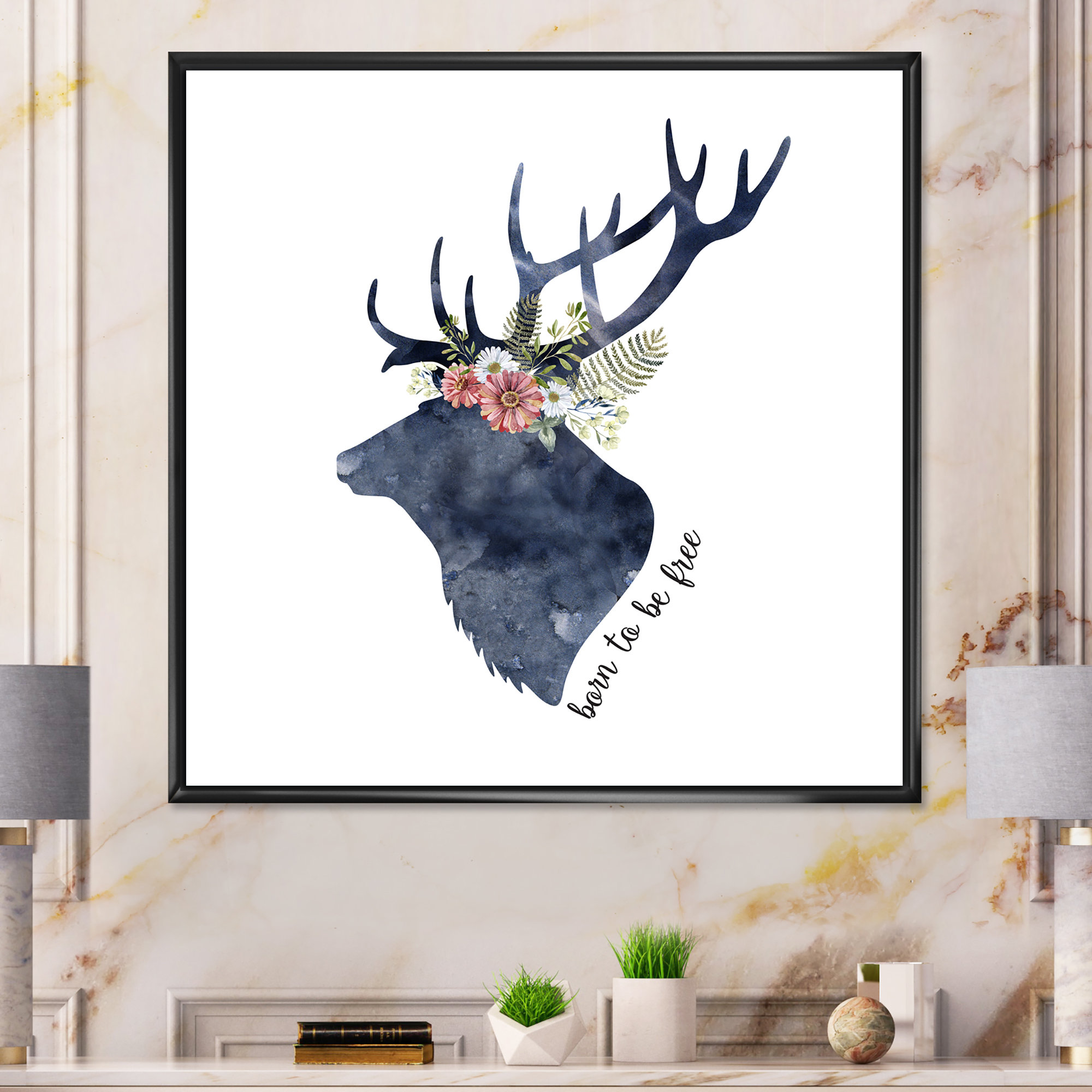 Union Rustic Botanical Deer Head Silhouette - on | Wayfair