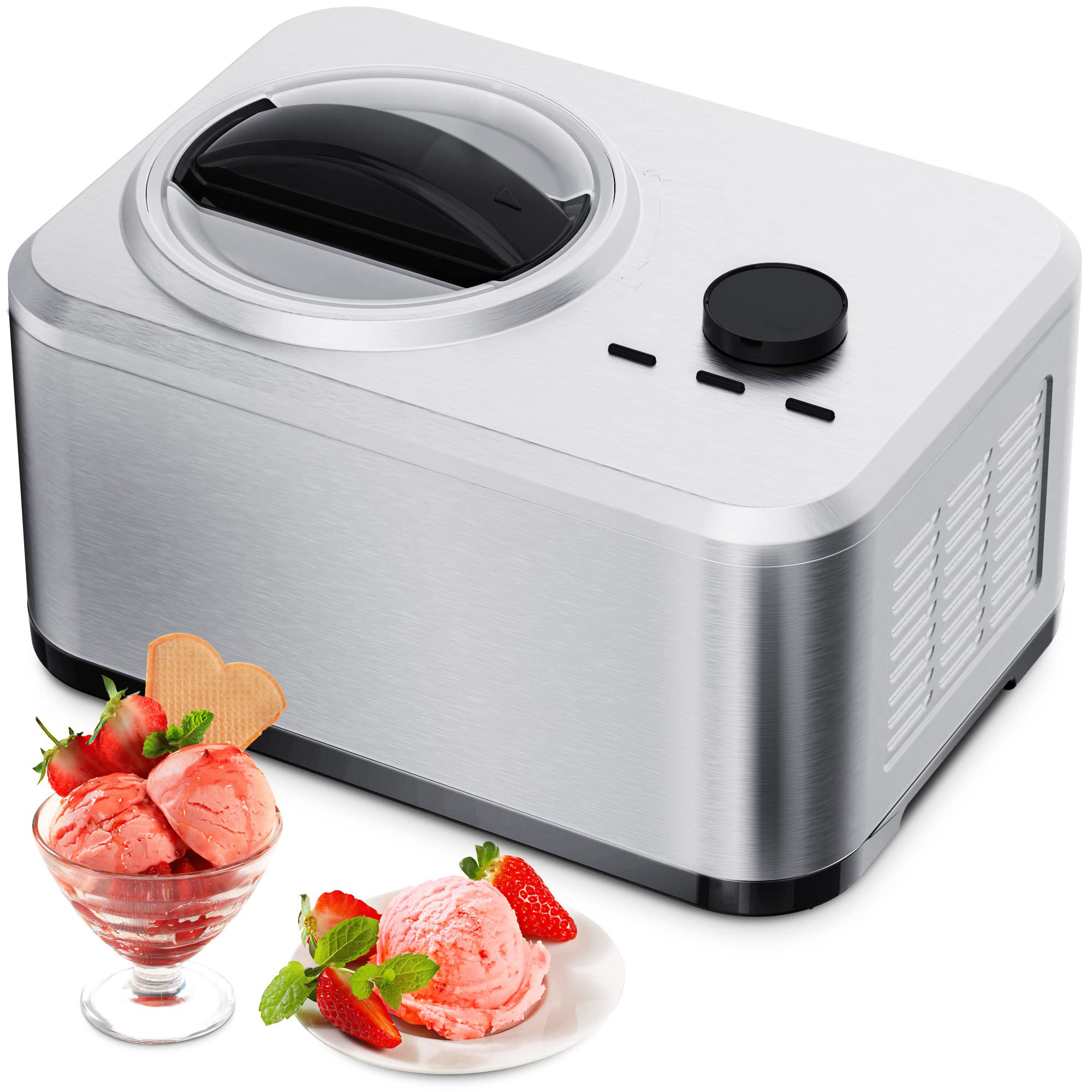 Antarctic Star Ice Cream Maker 1.5Qt With Compressor,Stainless Steel No ...