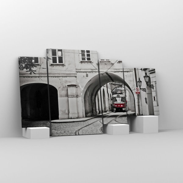 Williston Forge Czech Tram Prague - 4 Piece Wrapped Canvas Photograph ...