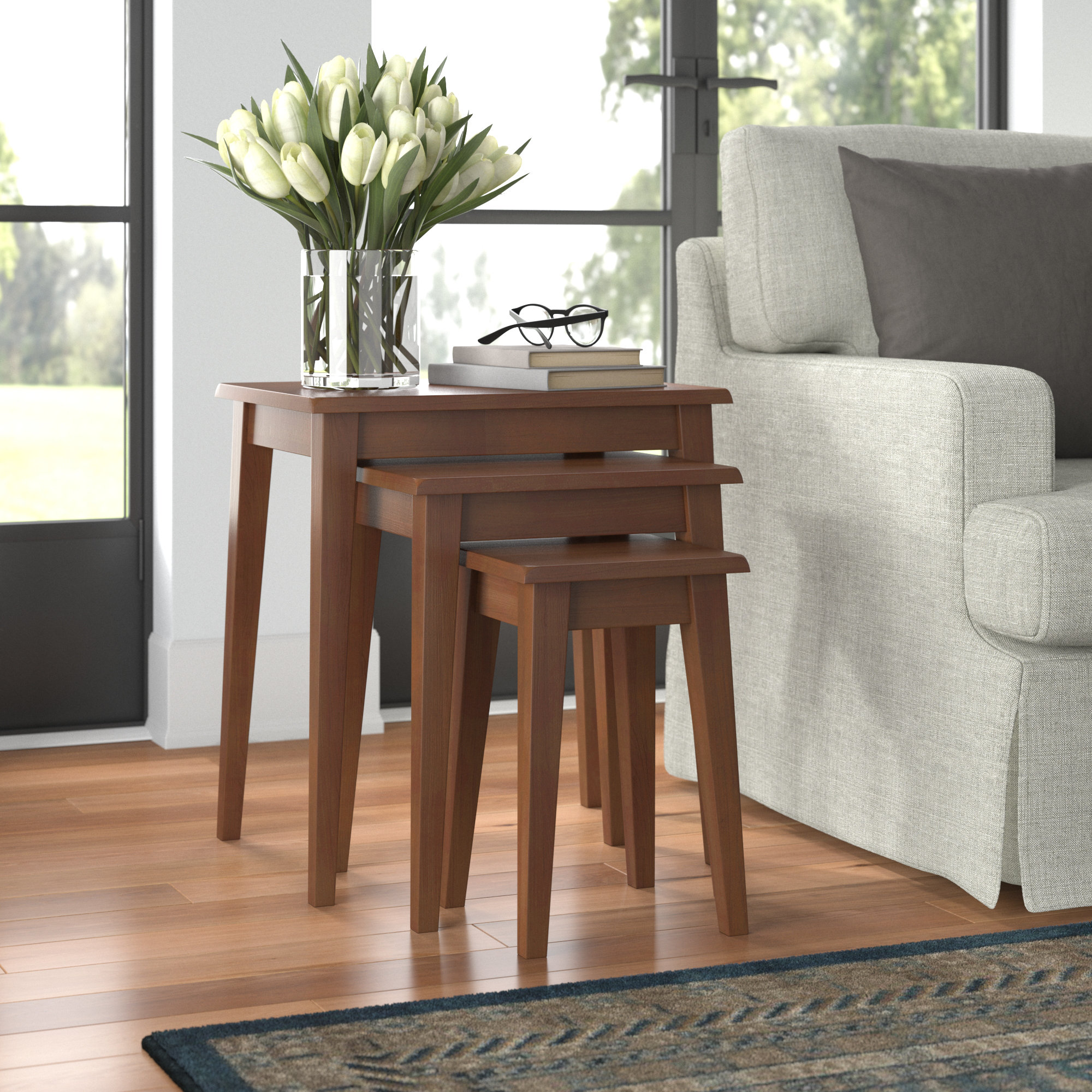 Three Posts™ Alaia 21.65'' Tall Solid Wood Nesting Tables & Reviews ...