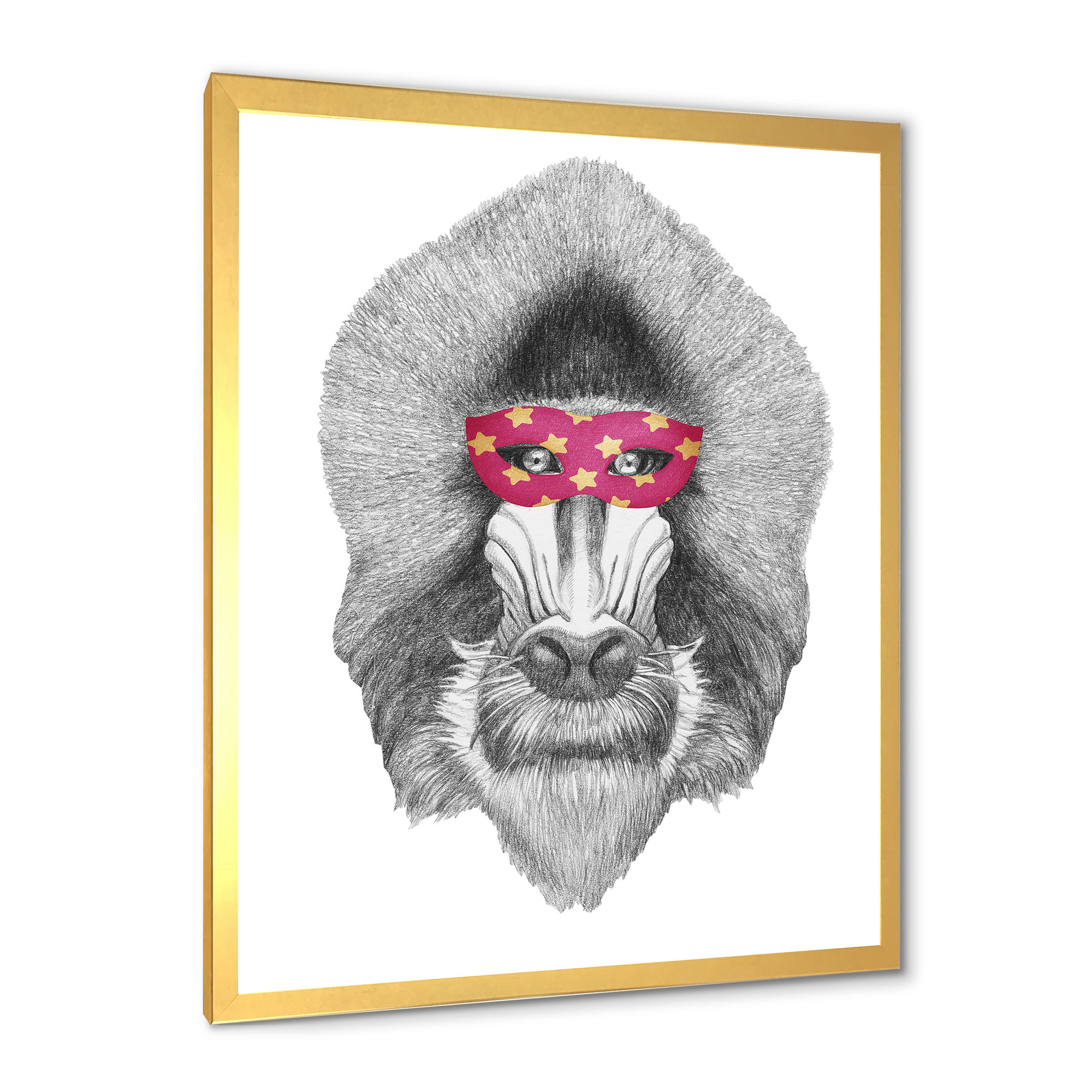 Zoomie Kids Cartoon Portrait Of A Baboon With A Red Mask Cartoon ...