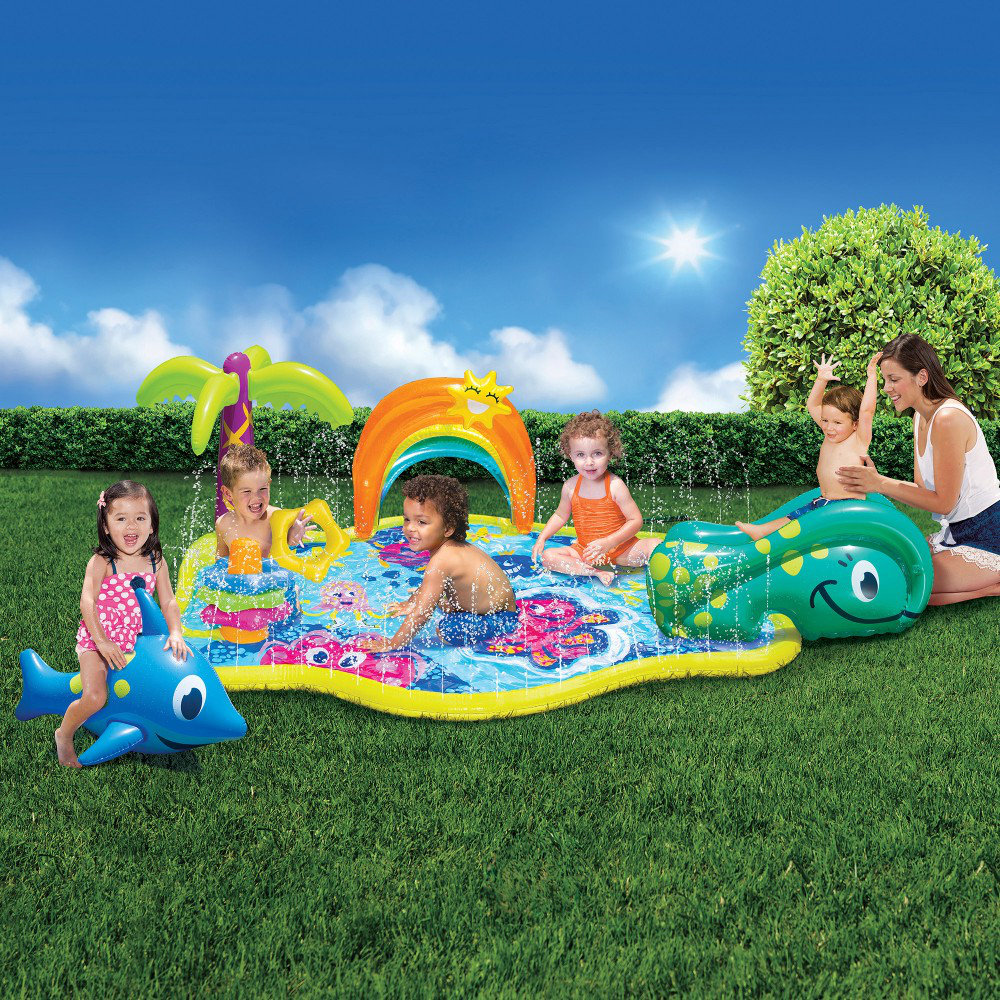 Banzai 7' x4' Inflatable Water Slide with Air Blower & Reviews | Wayfair