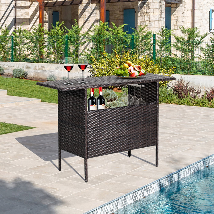 Costway Rattan Bar Table | Wayfair