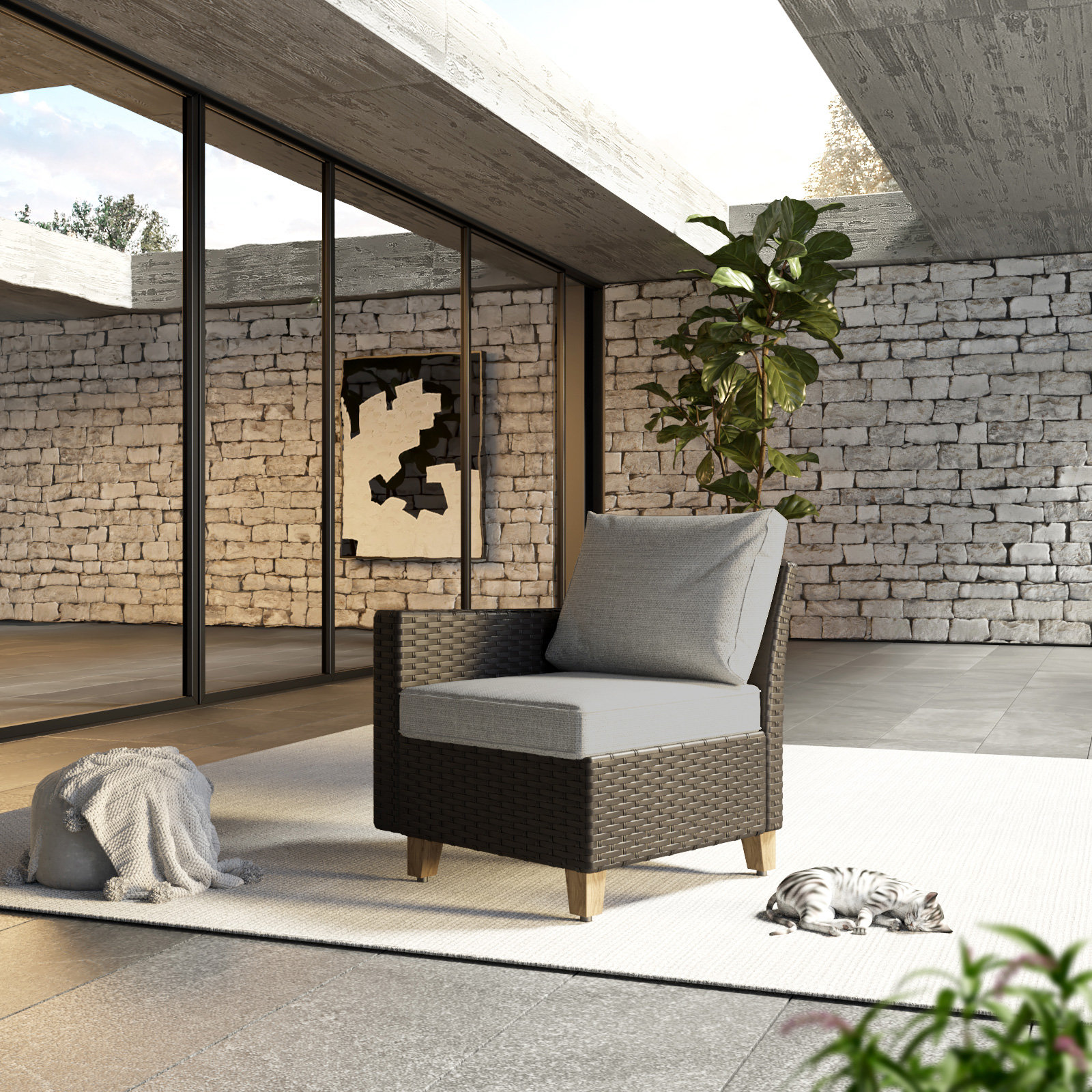 Ebern Designs Design Patio Chair with Cushions | Wayfair