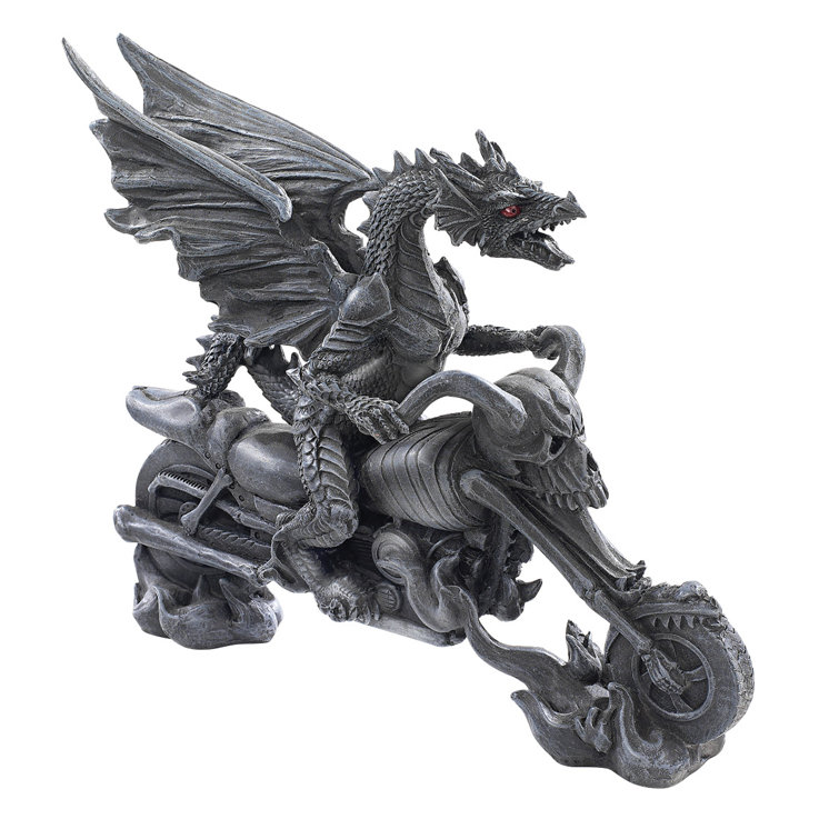 Design Toscano Biker Dragon on Skeleton Chopper Figurine & Reviews ...
