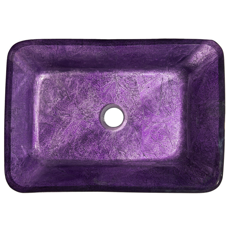 EdenBath Eden Bath 13'' Purple Glass Rectangular Vessel Bathroom Sink ...