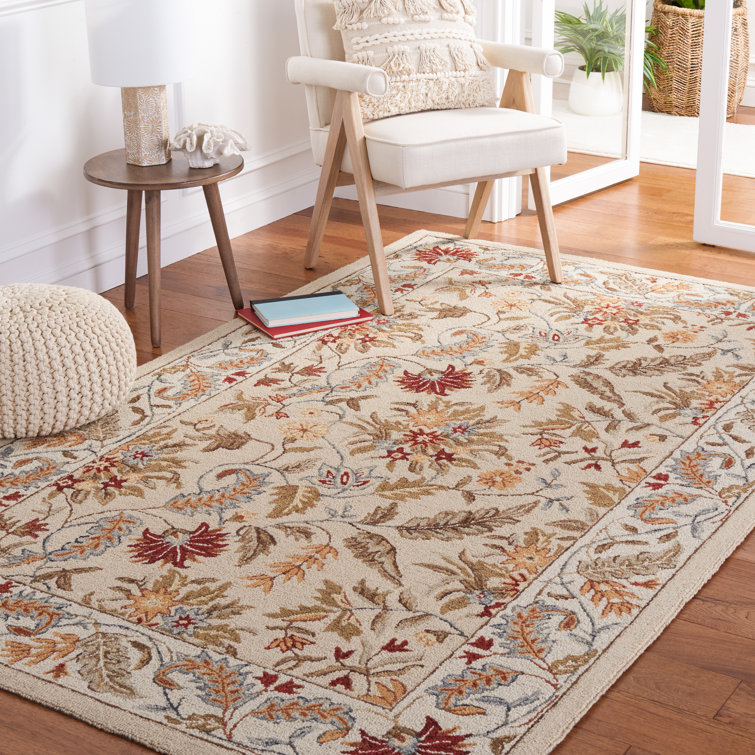 Lark Manor Hollander Floral Handmade Looped/Hooked Wool Area Rug in ...