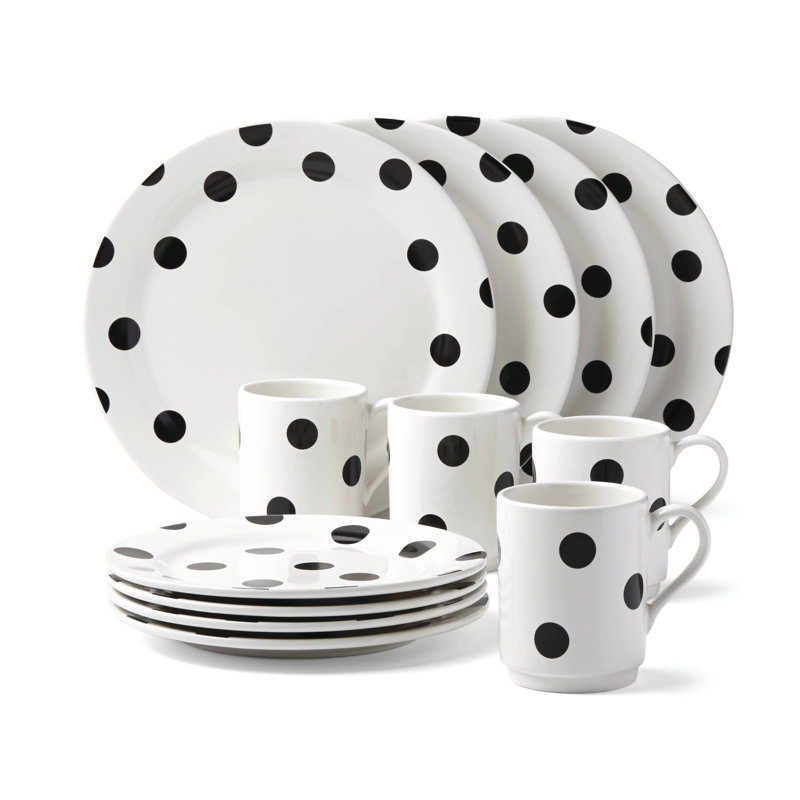 kate spade new york All In Good Taste Deco Dot 12 Piece Dinnerware Set ...