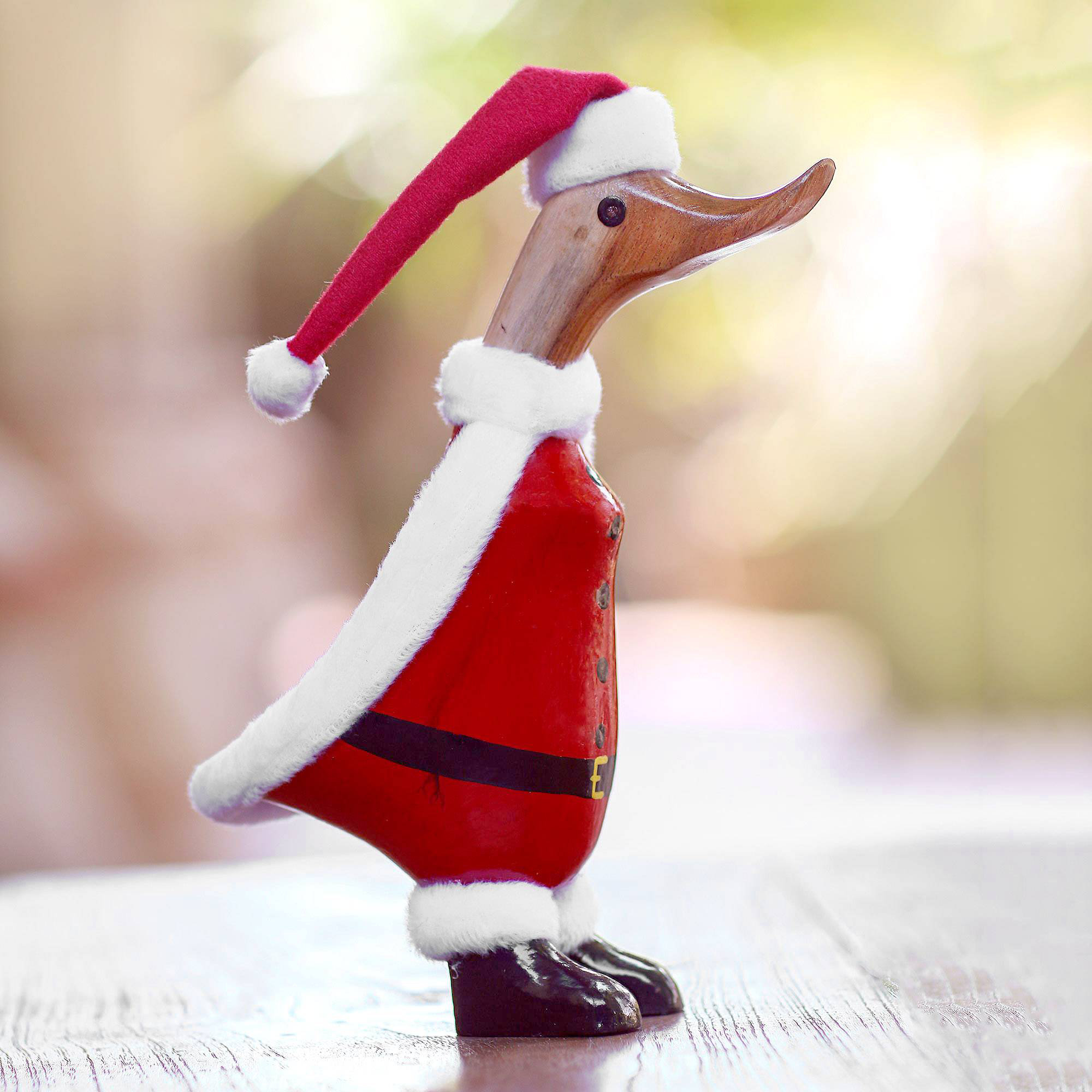 The Holiday Aisle® Chesterland Santa Duck Bamboo Root and Wood Figurine ...