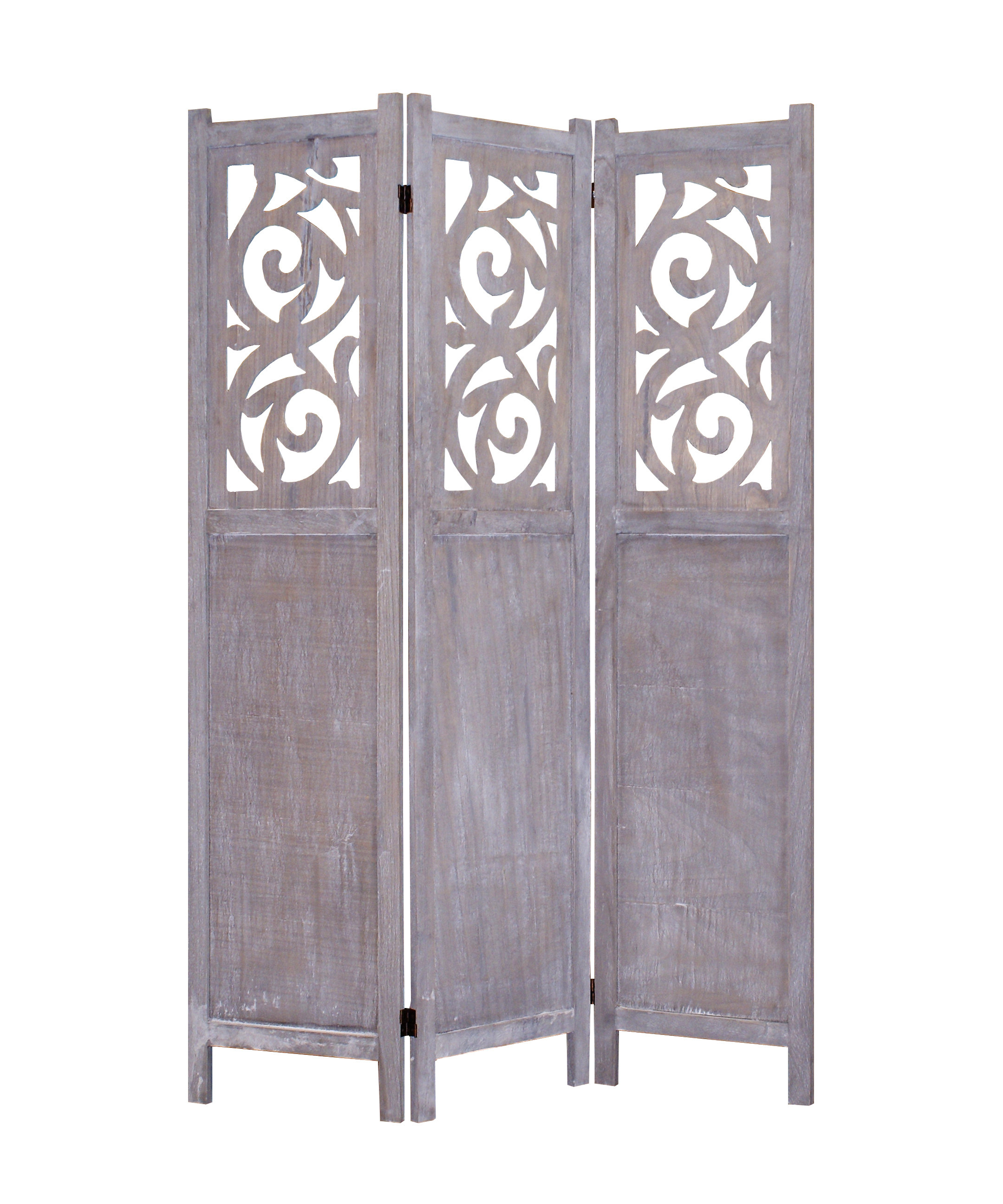 Fleur De Lis Living Samsel 47'' W x 67'' H 3 - Panel Solid Wood Folding ...