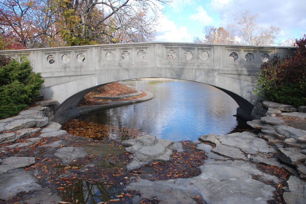 Ebern Designs Concrete Bridge Over Creek - Wrapped Canvas Photograph ...