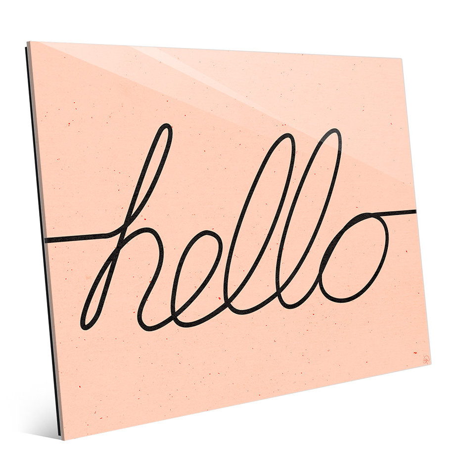 Click Wall Art Orange Cursive Hello - Graphic Art | Wayfair