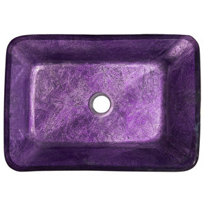 EdenBath Eden Bath 13'' Purple Glass Rectangular Vessel Bathroom Sink ...