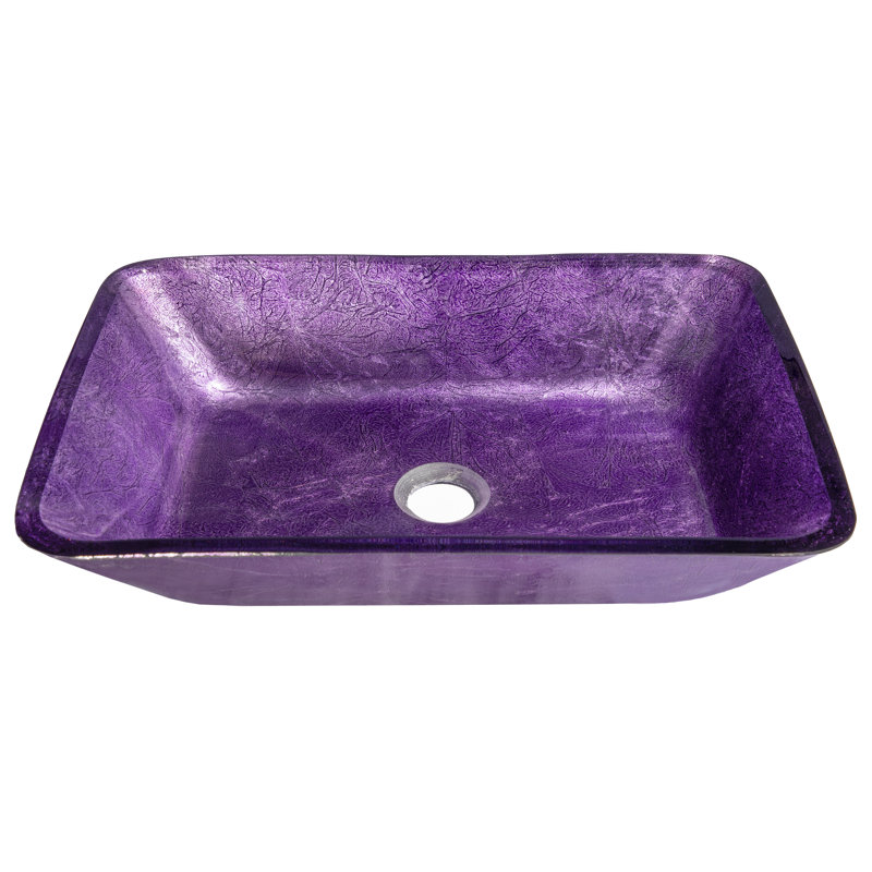 EdenBath Purple Glass Hand Painted Rectangular Vessel Bathroom Sink ...
