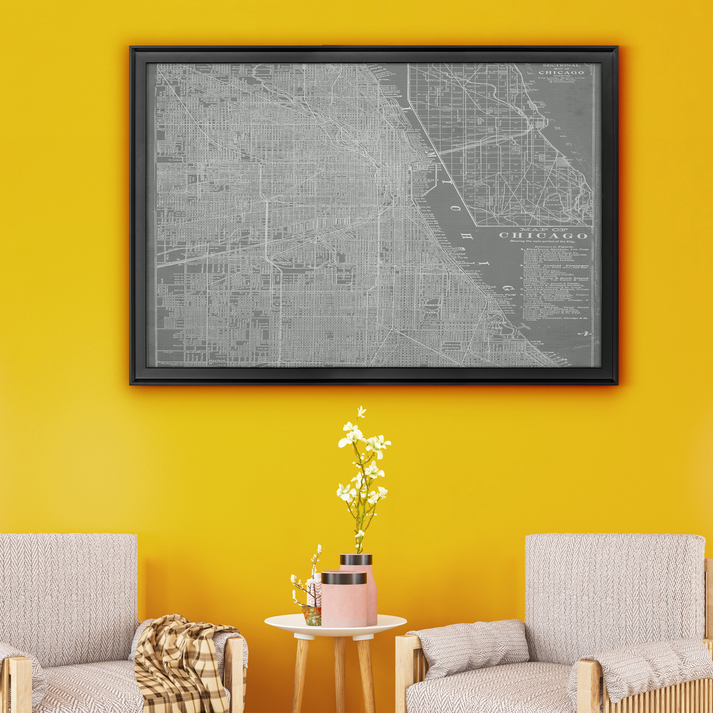 17 Stories City Map Of Chicago - Picture Frame Print on Canvas | Wayfair
