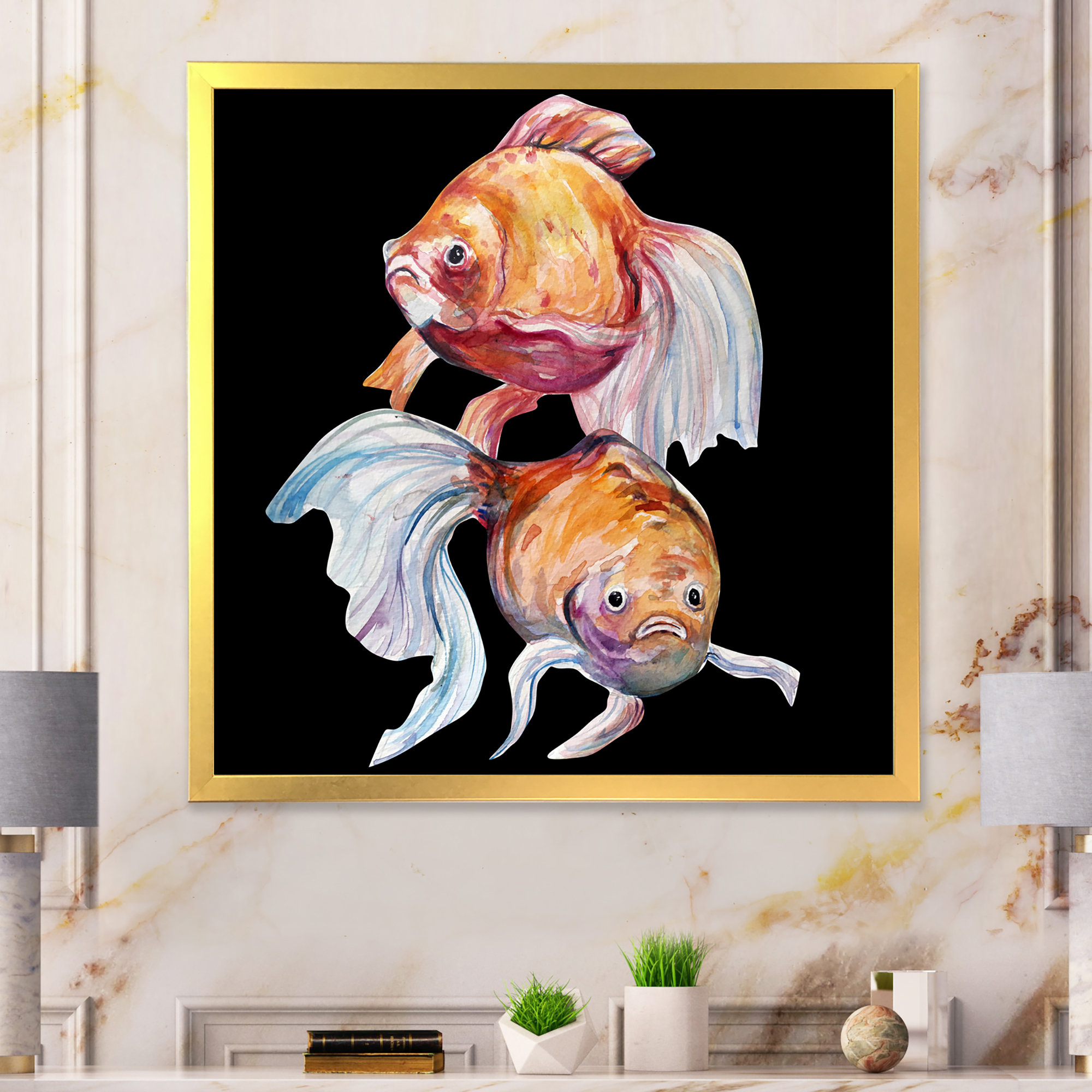 Bay Isle Home Water Color Fish Art II - Painting on Canvas | Wayfair