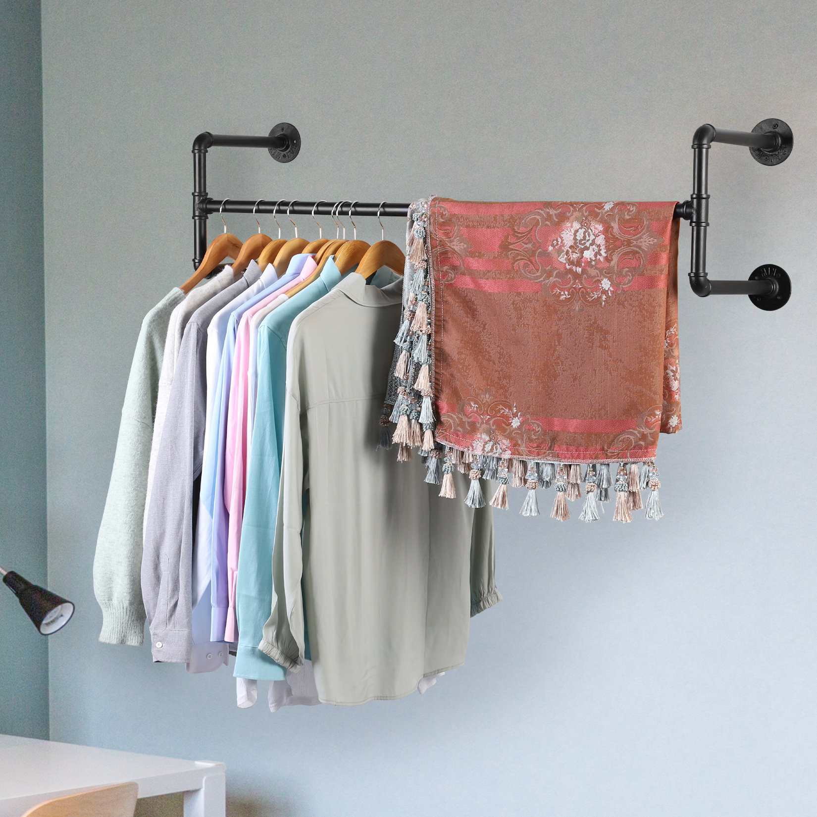 Williston Forge Hovag 42.9'' Wall Mounted Clothes Rack | Wayfair