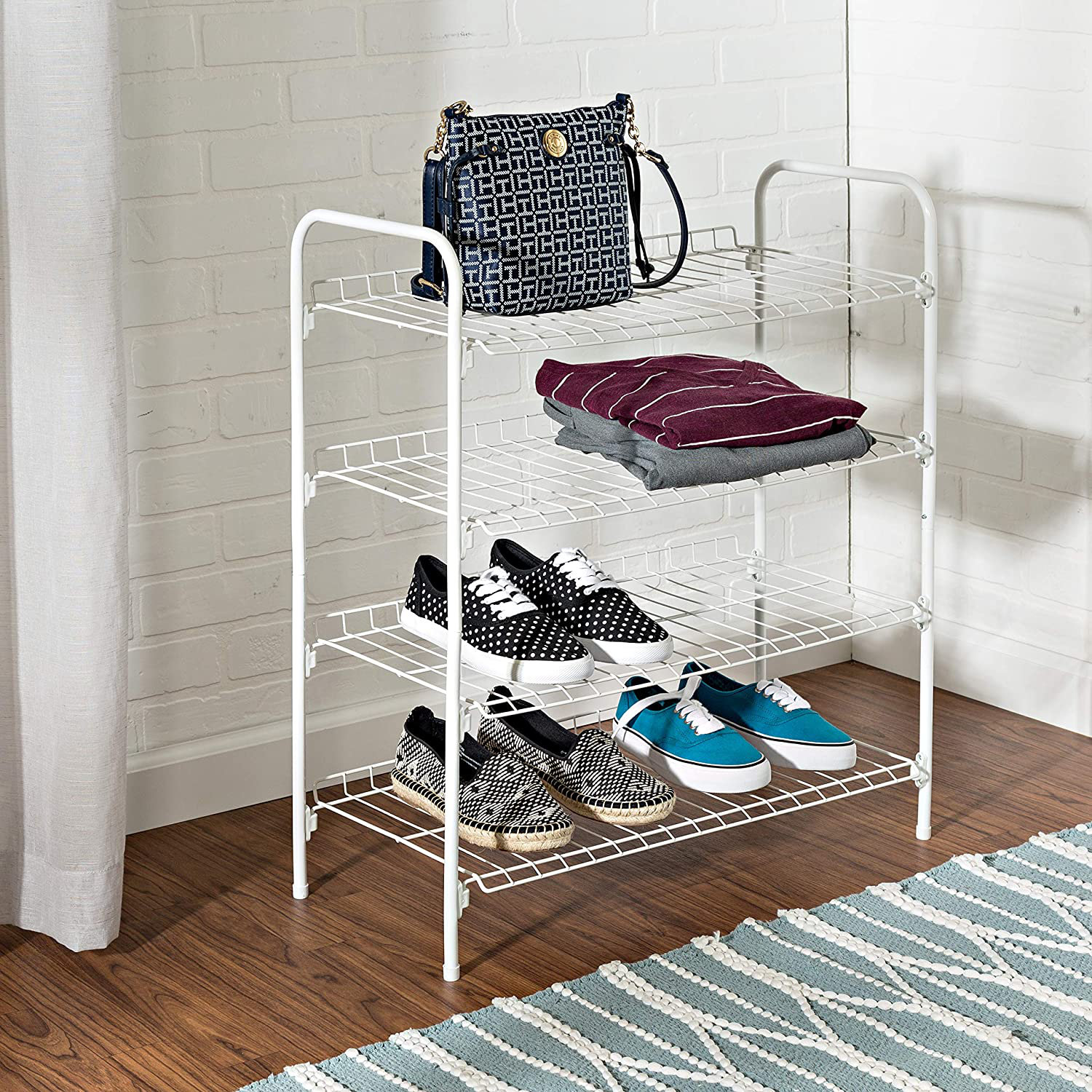 Rebrilliant 8 Pairs White Metal Shoe Rack | Wayfair