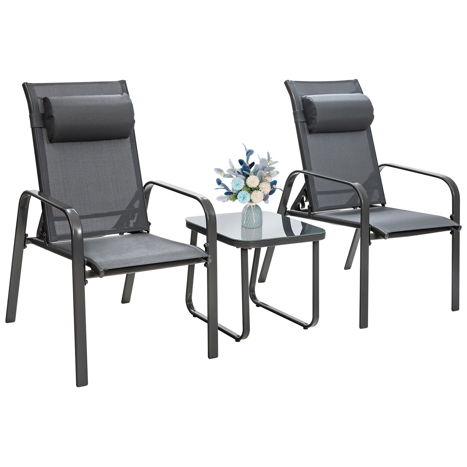 Ebern Designs Tishara Metal 2 - Person Seating Group with Cushions ...