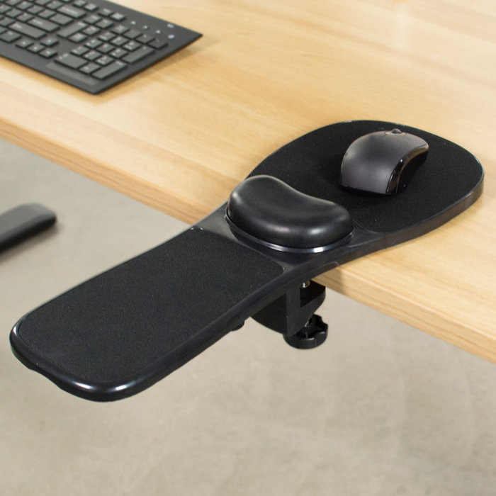 Vivo Black Universal Clamp-on Adjustable Arm Rest Mouse Pad With Wrist ...
