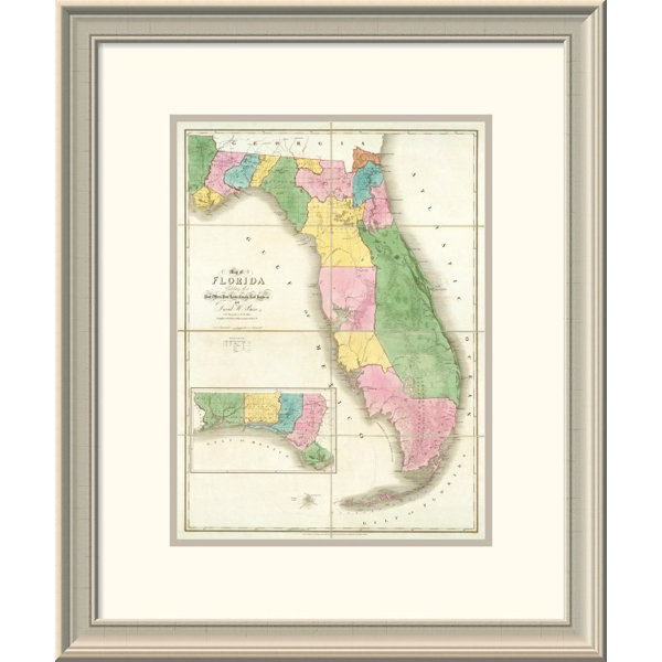 East Urban Home Map Of Florida, 1839 - Picture Frame Print | Wayfair