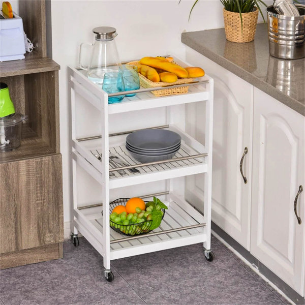 Ebern Designs Eude 45Cm Solid Wood Kitchen Trolley | Wayfair.co.uk