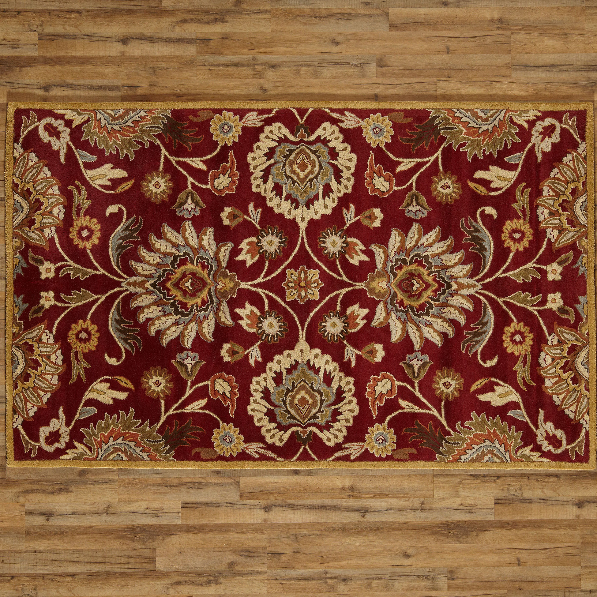 Birch Lane™ Arden Handmade Wool Burgundy Rug & Reviews | Wayfair
