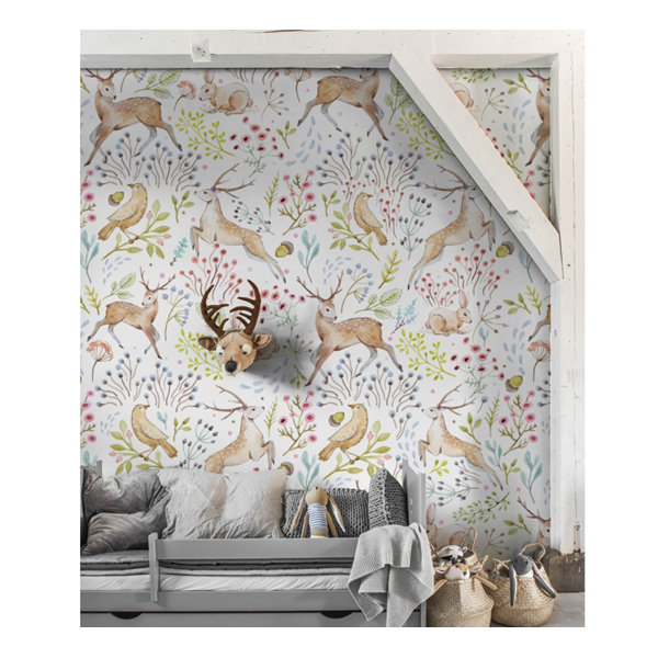 Union Rustic Armadale Woodlight Animals Delicate Wallpaper | Wayfair.co.uk