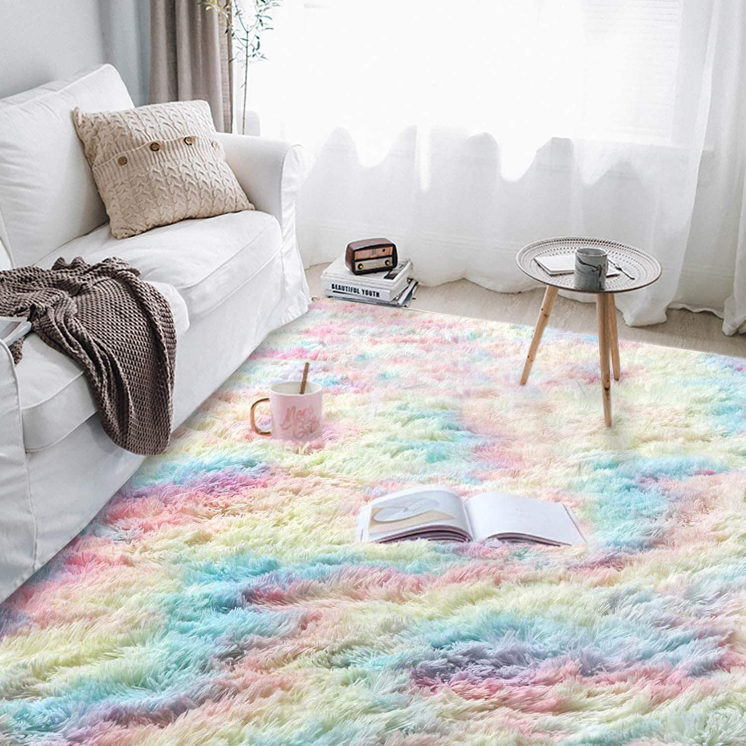 Everly Quinn Radyn Abstract Shag Rainbow Area Rug & Reviews | Wayfair