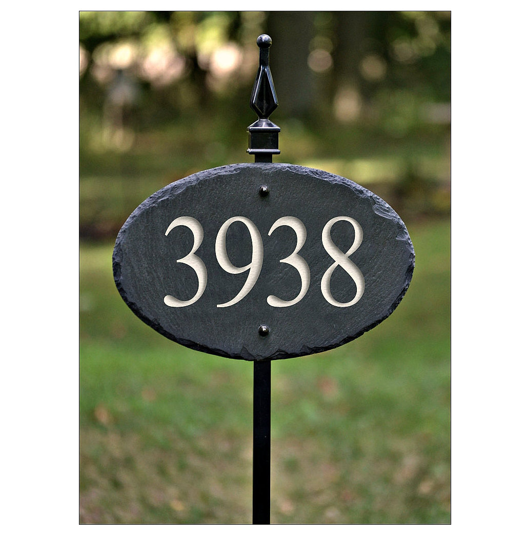 The Slate Masons Carved Slate 1-Line Address Plaque & Reviews | Wayfair