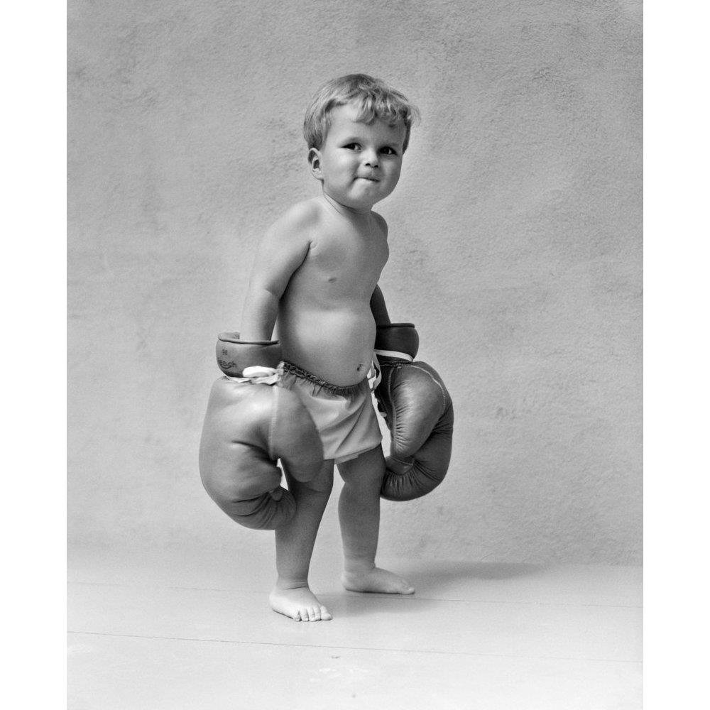 George Oliver 1930S Baby Boy Toddler Wearing Oversize Boxing Gloves by ...