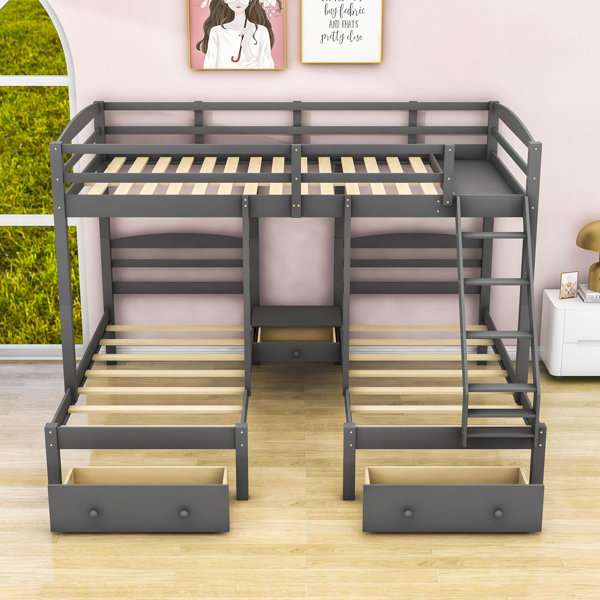 Harriet Bee Full Over Twin & Twin 3 Drawer Triple / Quad Bunk Bed | Wayfair
