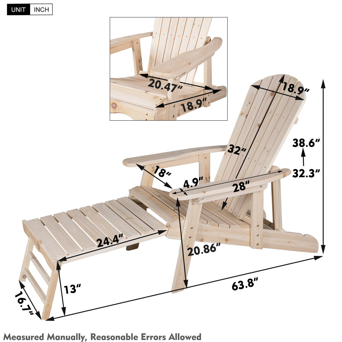 Highland Dunes Cedar/Fir Log Wood Fanback Adirondack Chair With Pull ...
