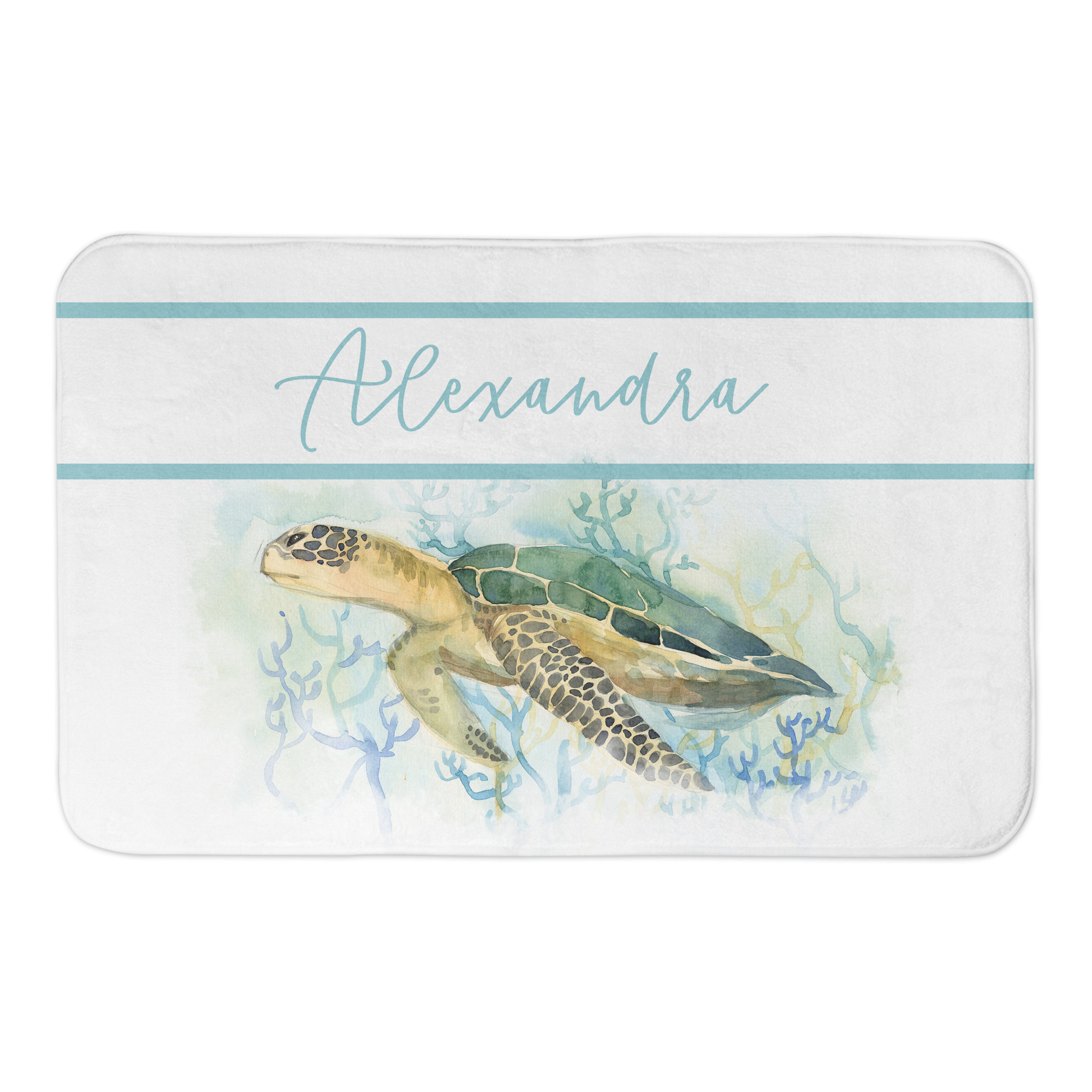 Sunside Sails Watercolor Turtle Bath Rug | Wayfair