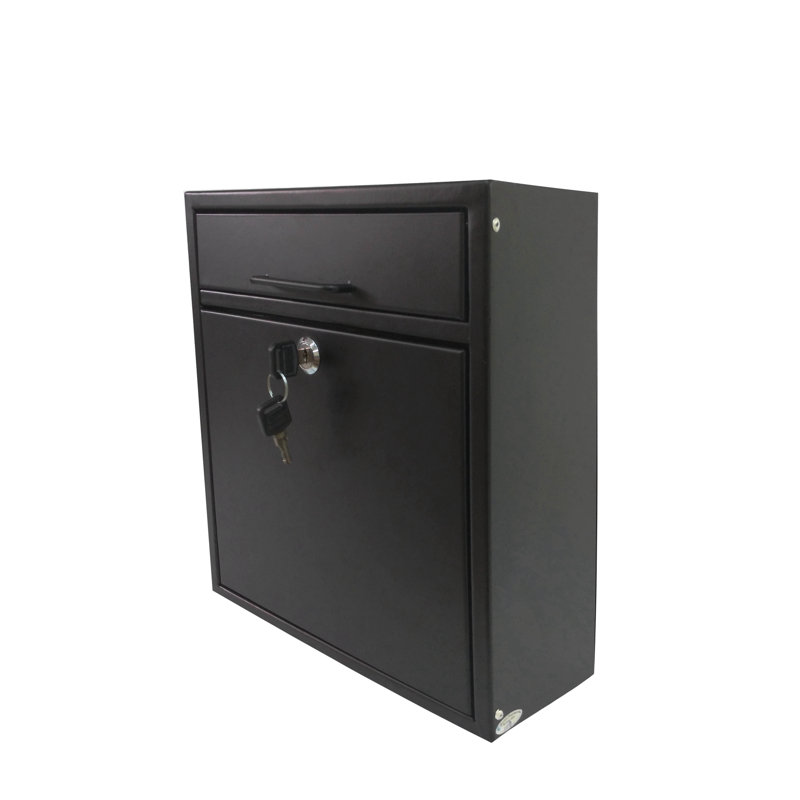 Fixturedisplays® Black Outdoor Drop Box Locking Drop Box, Wall Mounted ...