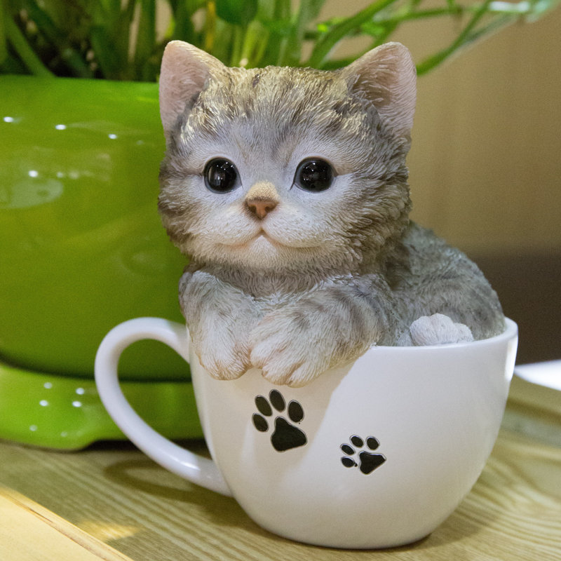 Hi-Line Gift Ltd. Teacup Kitten Tabby Figurine & Reviews - Wayfair Canada