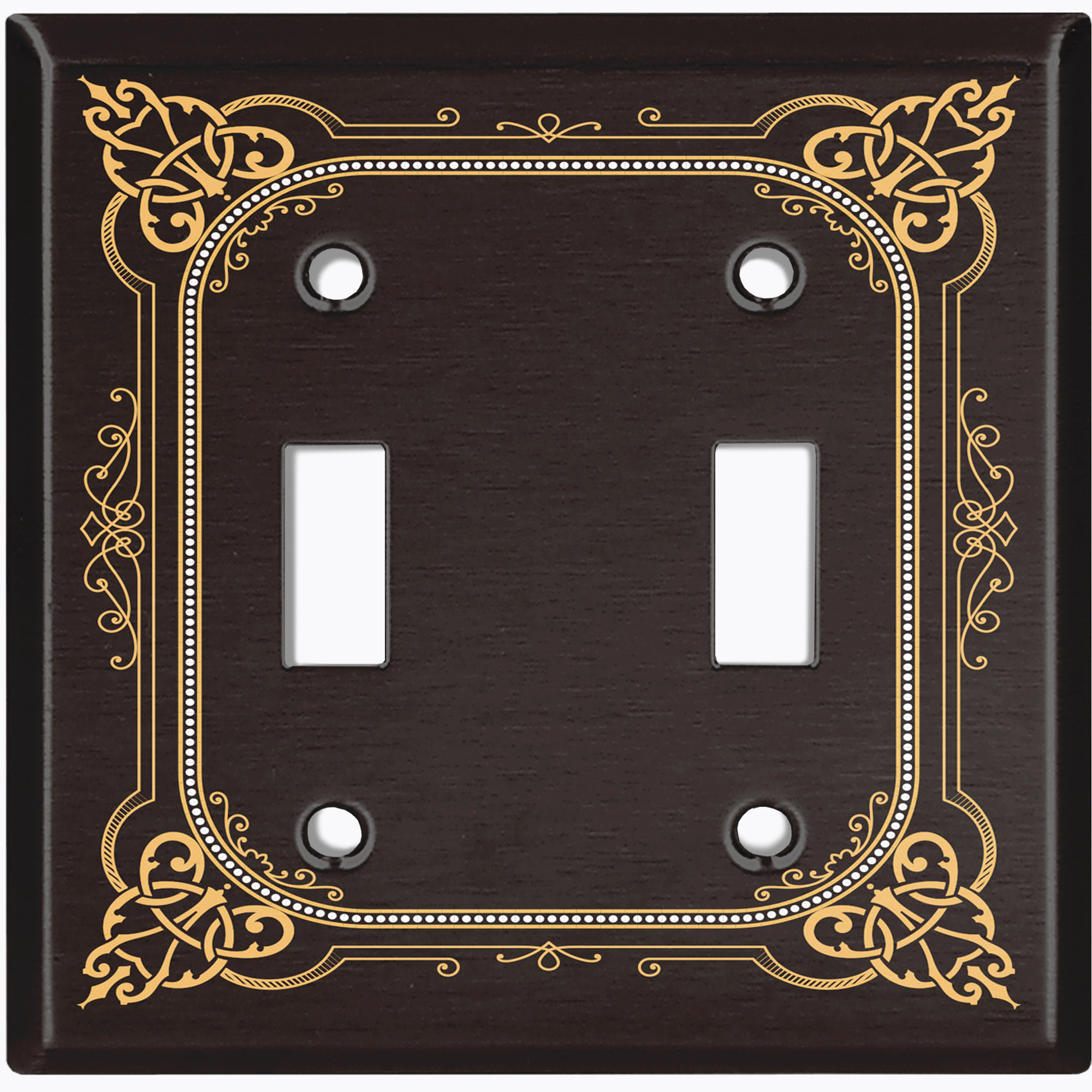 WorldAcc Intricate Dotted Border White 2-Gang Toggle Light Switch Wall ...