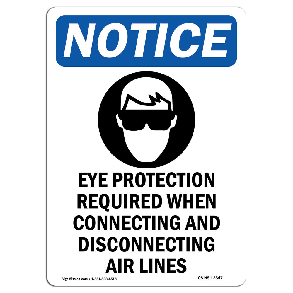 SignMission OSHA Notice - Eye Protection Required Sign With Symbol ...