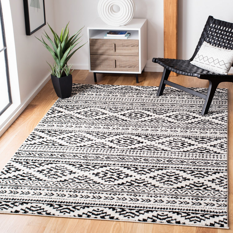 Foundry Select Cobos Geometric Black/Ivory Area Rug & Reviews | Wayfair.ca