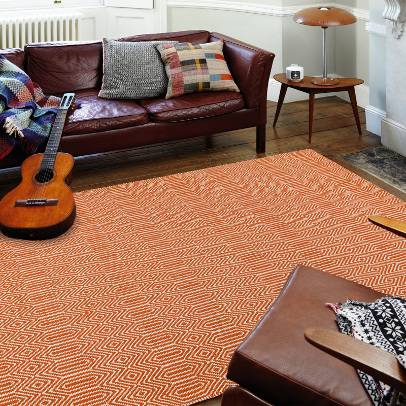 Wade Logan Mosig Handwoven Cotton/Wool Orange/White Rug & Reviews ...
