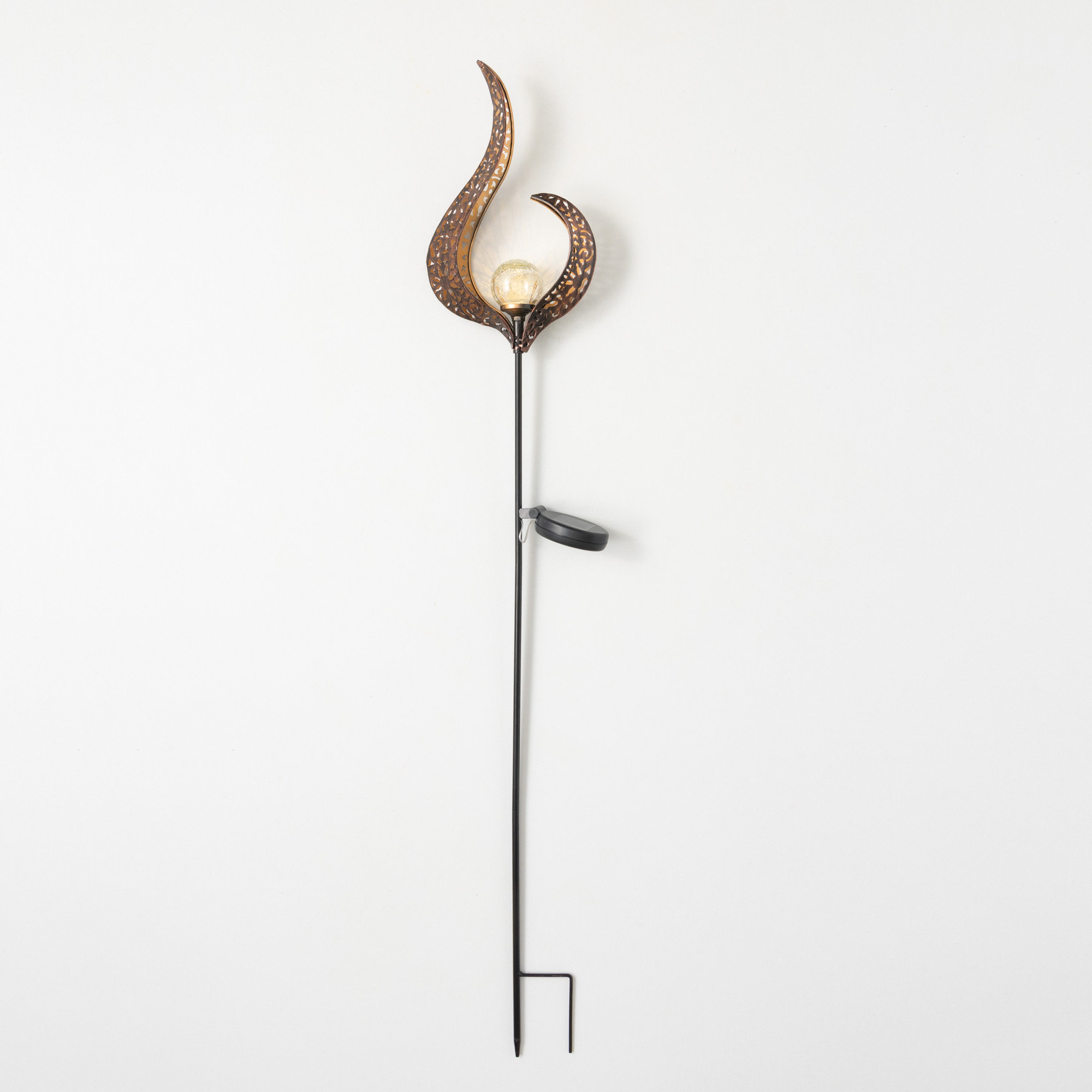 CRLE Copper/Black Solar Powered Metal Pathway Light | Wayfair