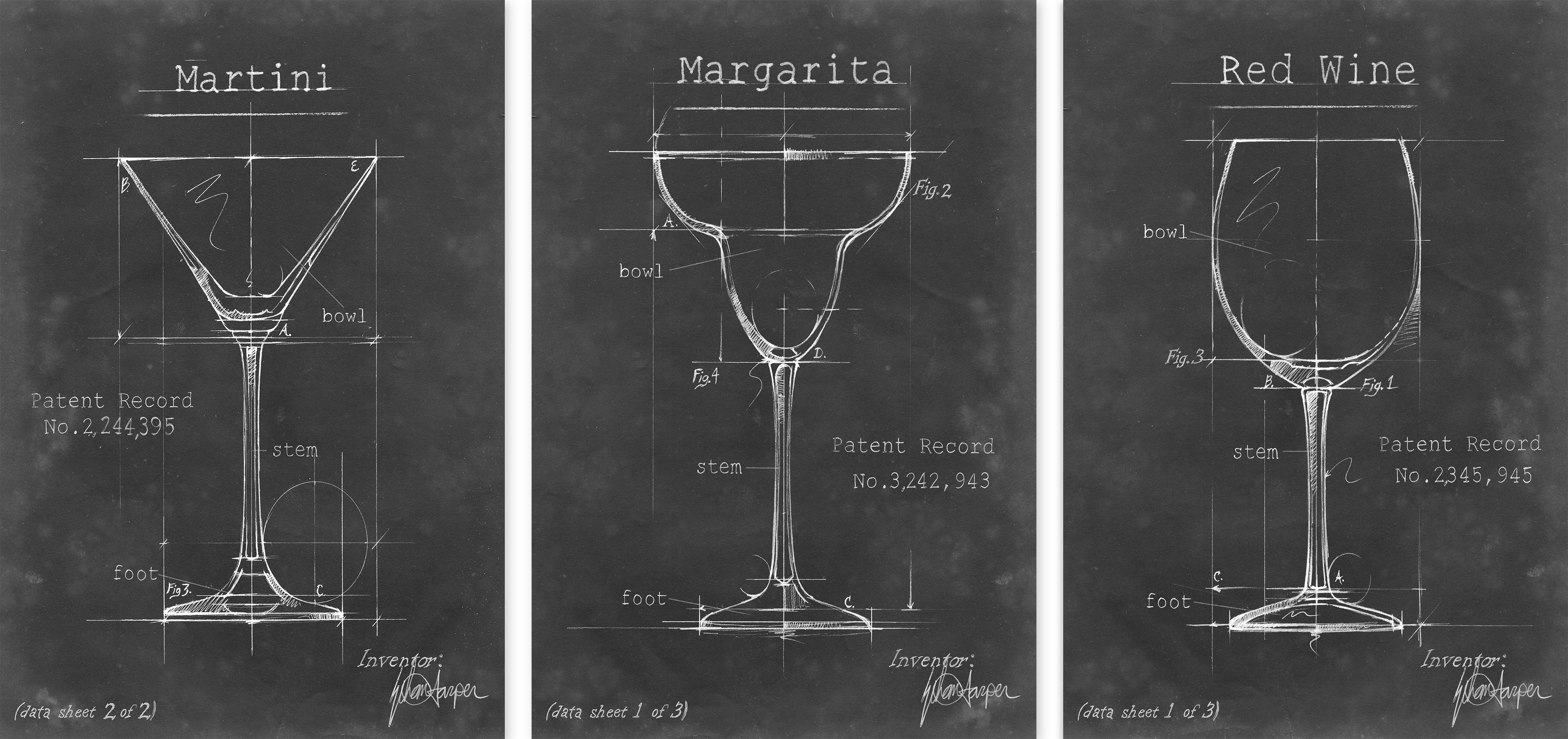 Marmont Hill Barware Blueprint XI by Marmont Hill - 3 Piece Wrapped ...